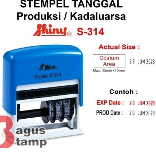 Jual Stempel Tanggal Shiny S-314 S314 Self Ink Phrases Dater Stamp ...