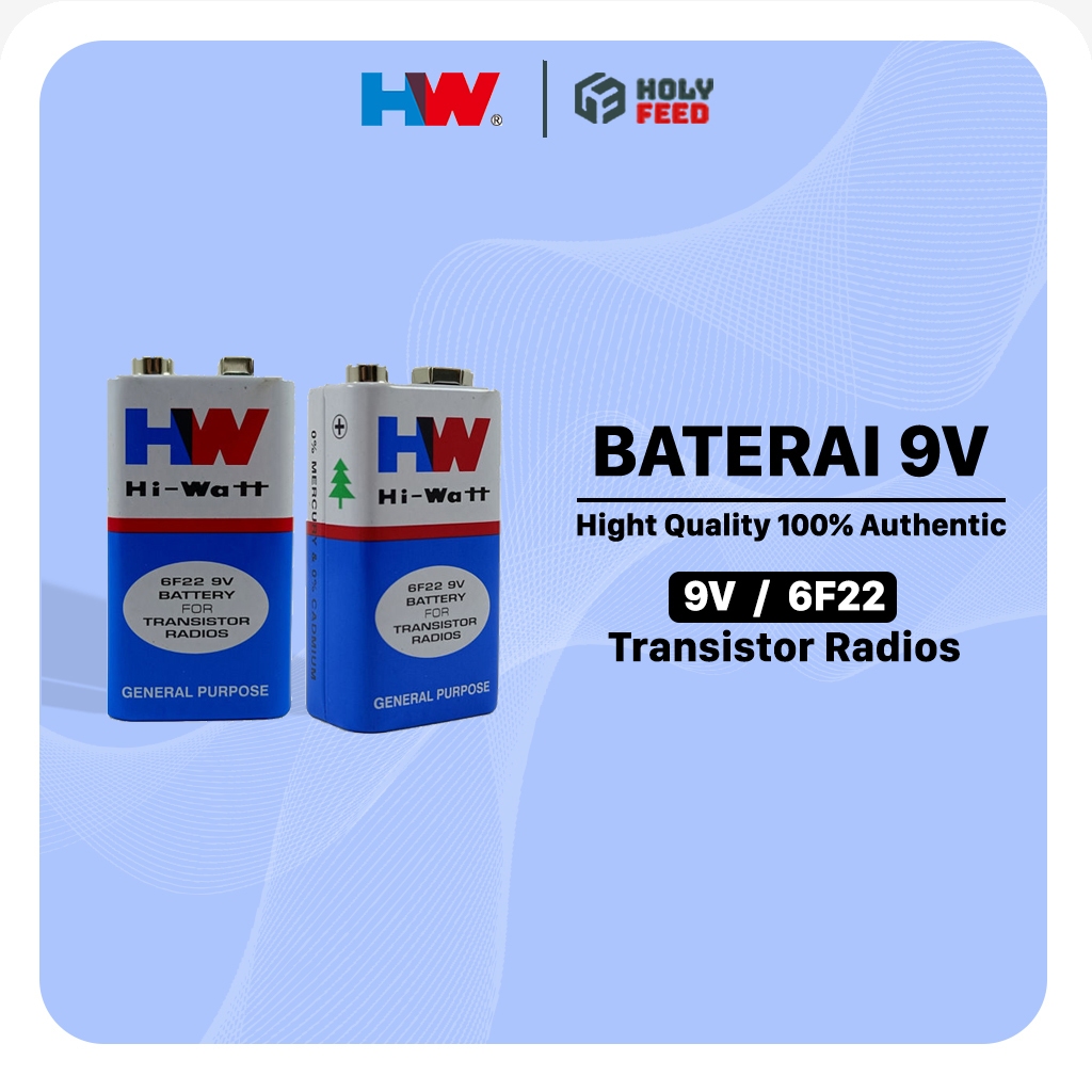 Jual Baterai 9v / Battery 9 Volt / Baterai kotak Merk HW ( HI-Watt ...