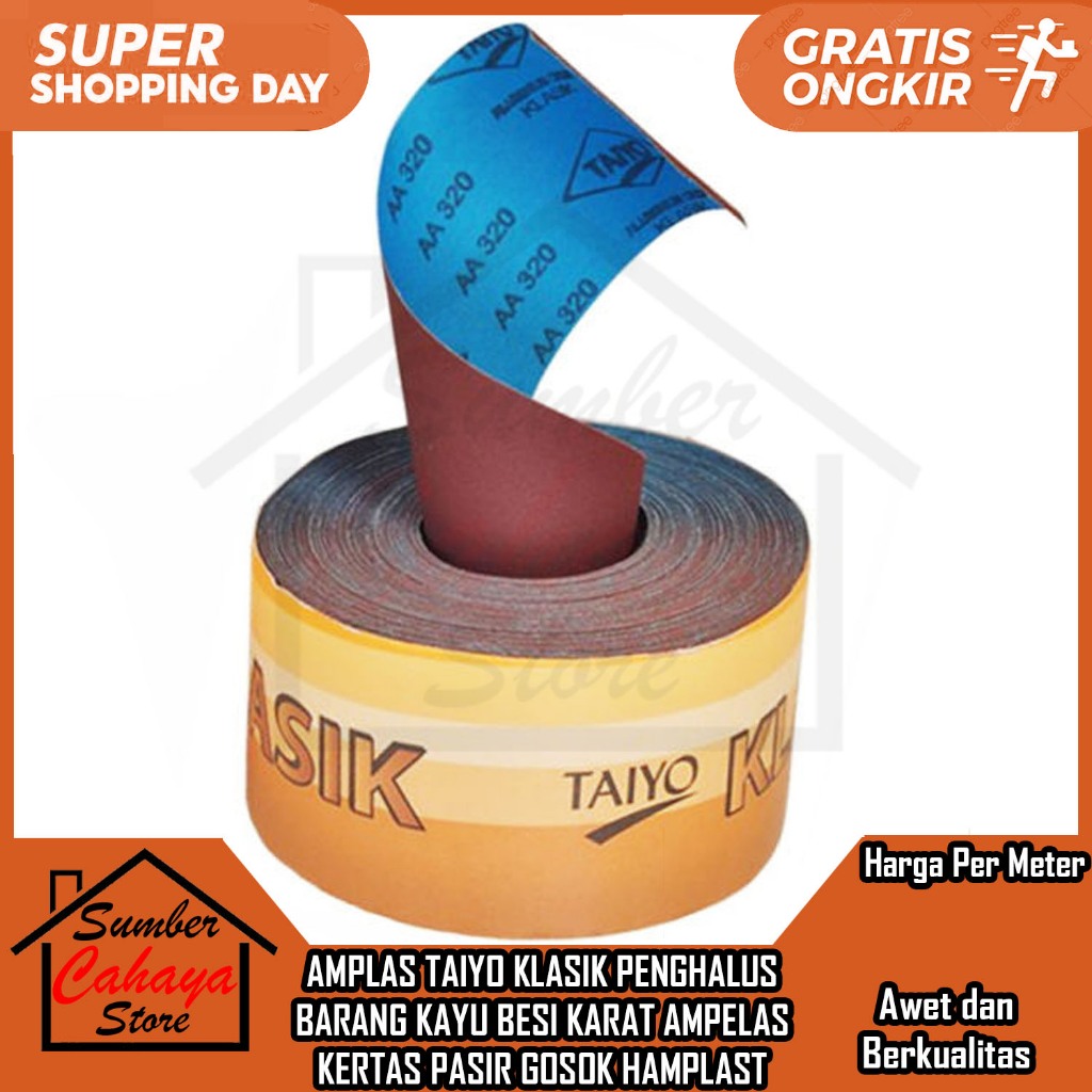 Jual AMPLAS METERAN TAIYO KLASIK KAYU TEMBOK AMPELAS PER METER KERTAS ...