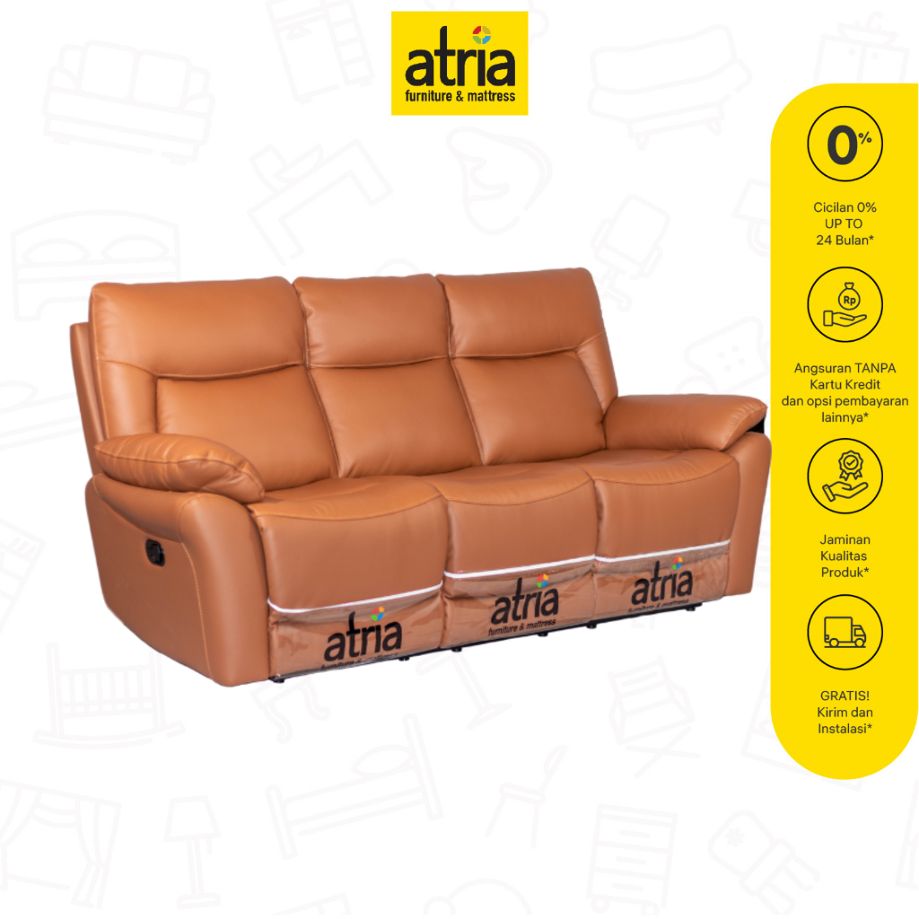 Jual Atria Sofa Recliner 3 Seater Bruno Half Leather 203*93*100Cm T8120 ...