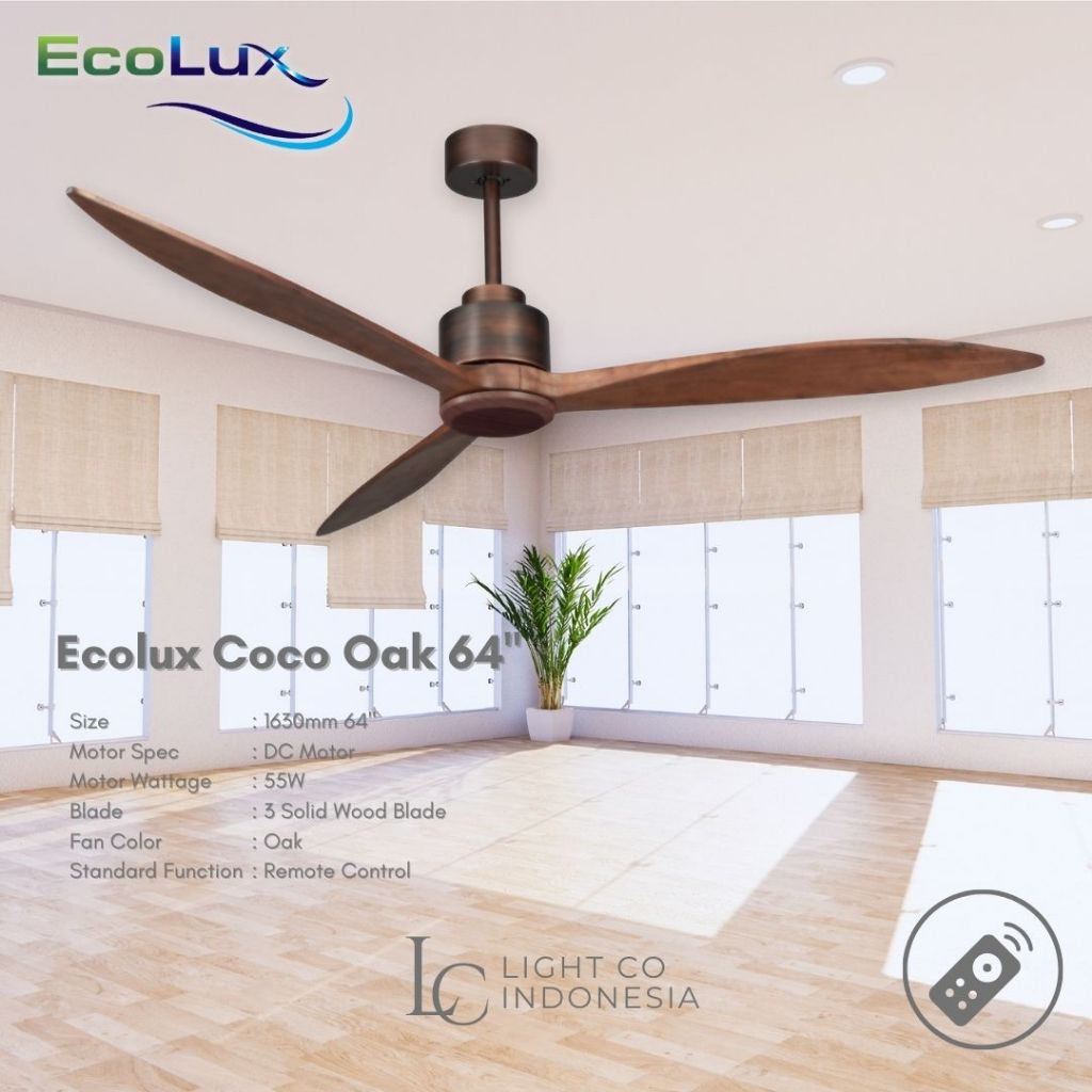 Jual [ LIGHTCO INDONESIA ] CEILING FAN ECOLUX ECO-185 COCO OAK 64IN ...