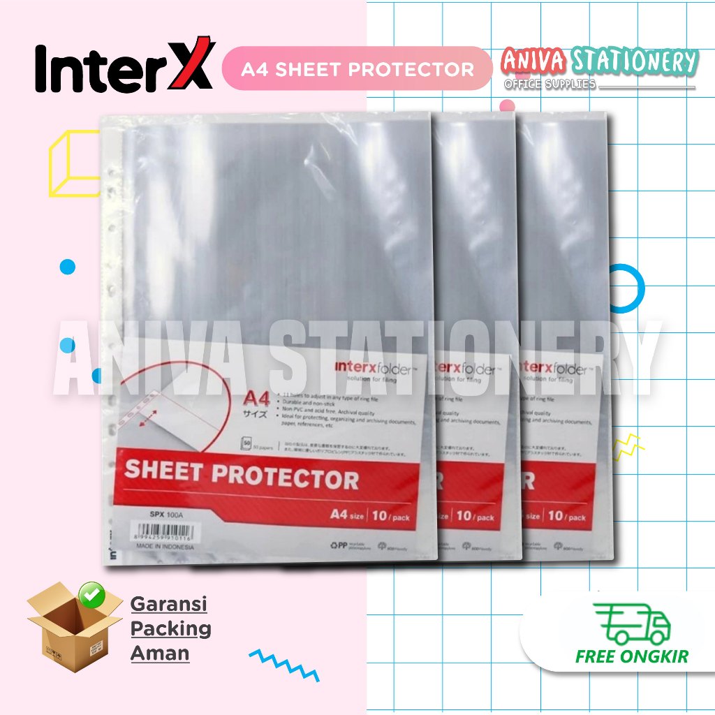 Jual INTERX SHEET PROTECTOR A4 PP POCKETS PELINDUNG FILE PLASTIK BINDER ...