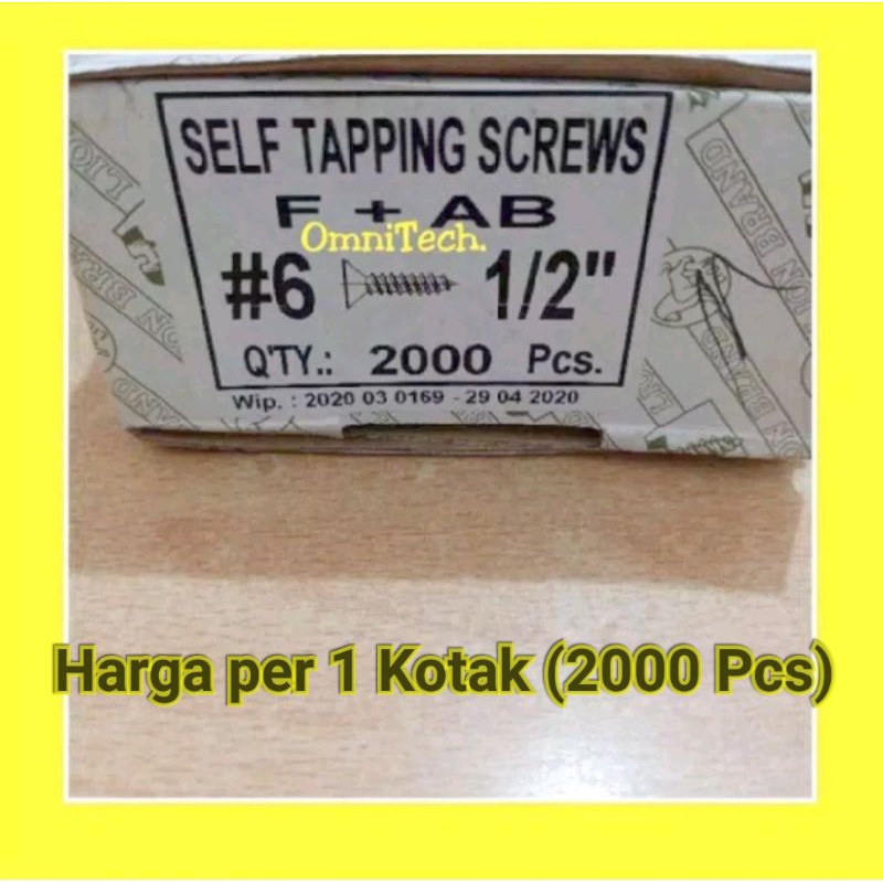 Jual Sekrup Tap Tapping Screw FAB FH Kepala Rata (+) Moon Lion 6x1/2" 6 ...