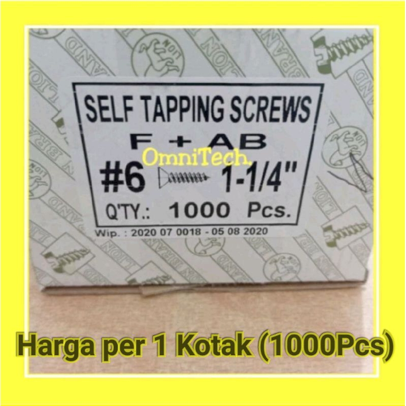 Jual Sekrup Tap Tapping Screw FAB FH Kepala Rata (+) Moon Lion 6x1-1/4 ...