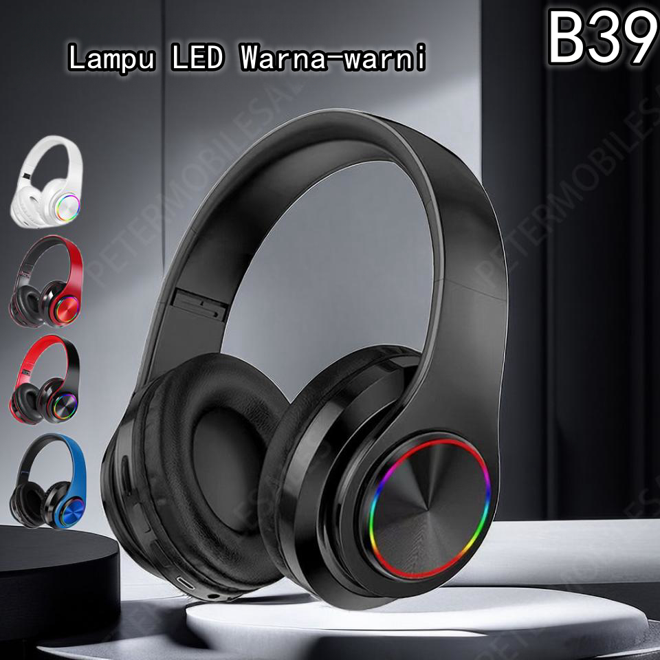 Jual （COD)LampuLED Warna-warni B39 Headset Bluetooth HiFi Stereo ...