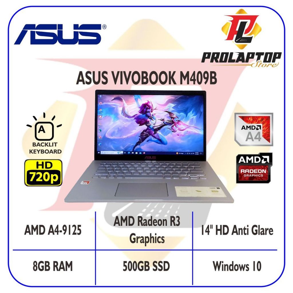 Jual LAPTOP ASUS VIVOBOOK M409B AMD A4 ram 8SSD 500Gb | Shopee Indonesia