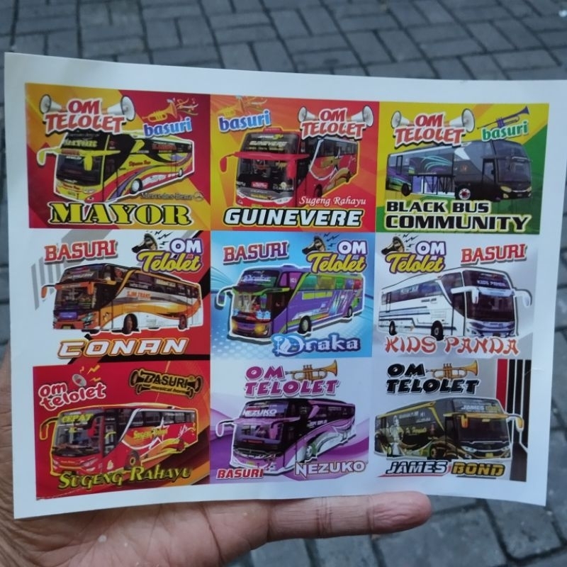 Jual Grosir 5 Lembar Mainan Sticker Gambar Bus Stiker Bis Telolet Om ...