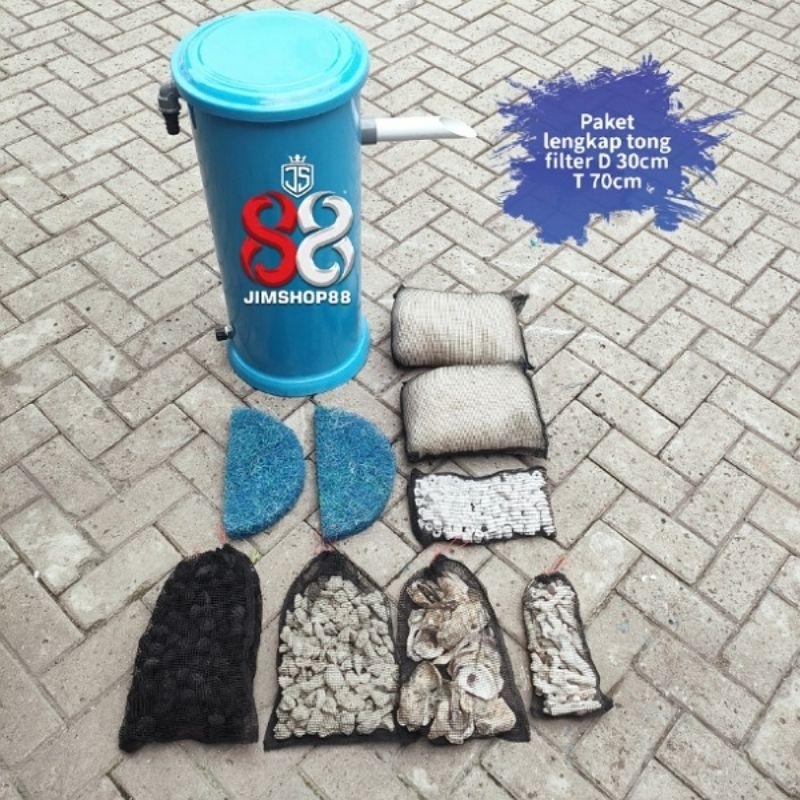 Jual paket lengkap tong filter biru D30cm T70cm plus media filter ...