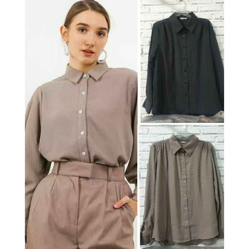 Jual HM BLOUSE POLYESTER DARK GREY | Shopee Indonesia