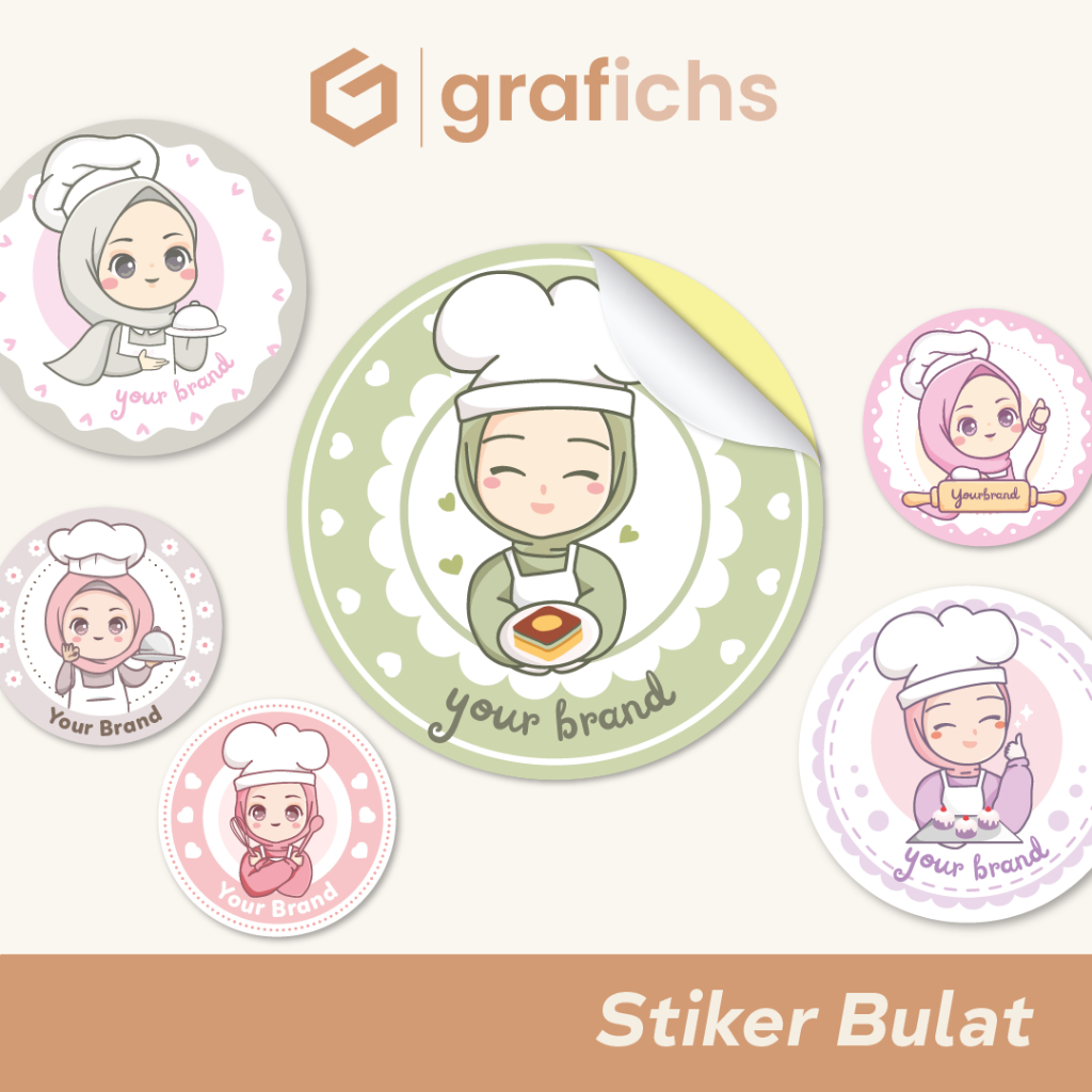 Jual Stiker Bulat Makanan Custom Desain Template Cheff CF01 - CF06 by ...
