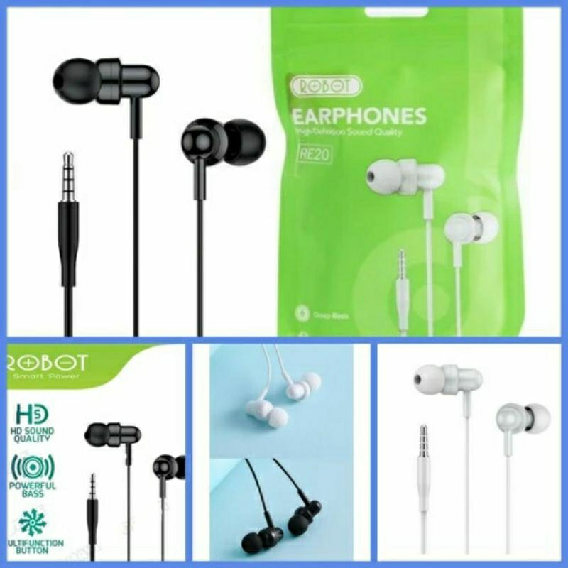 Jual HEADSET ROBOT WIRED RE20 BLACK | Shopee Indonesia