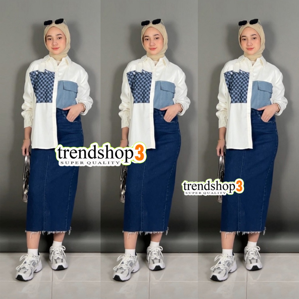 Jual Rok Jeans Span Premium Wanita Kekinian Kaki Gunting Melar Hingga ...