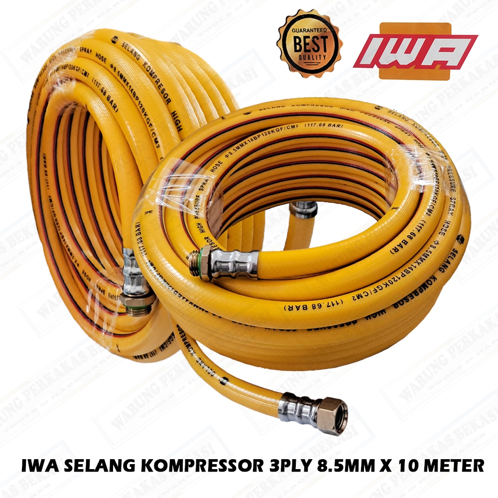 Jual IWA 10M Selang Angin Kompressor Kuning Panjang 10 Meter 3Ply ...