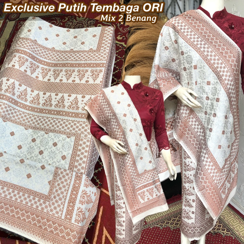 Jual EXCLUSIVE Songket Putih Tembaga Mix ORI /Songket tenun palembang ...