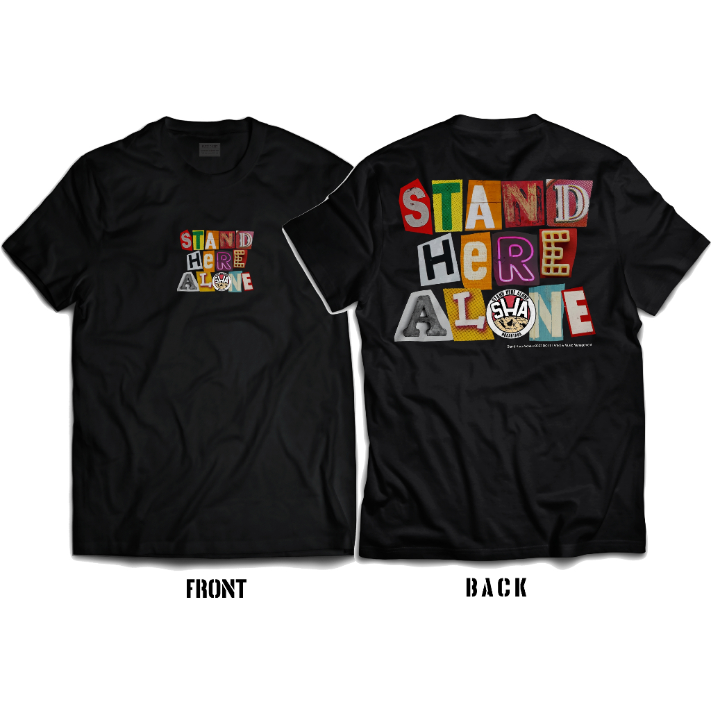 Jual T-shirt Merchandise Band Stand Here Alone Artwork SHA Collage Font | Shopee Indonesia