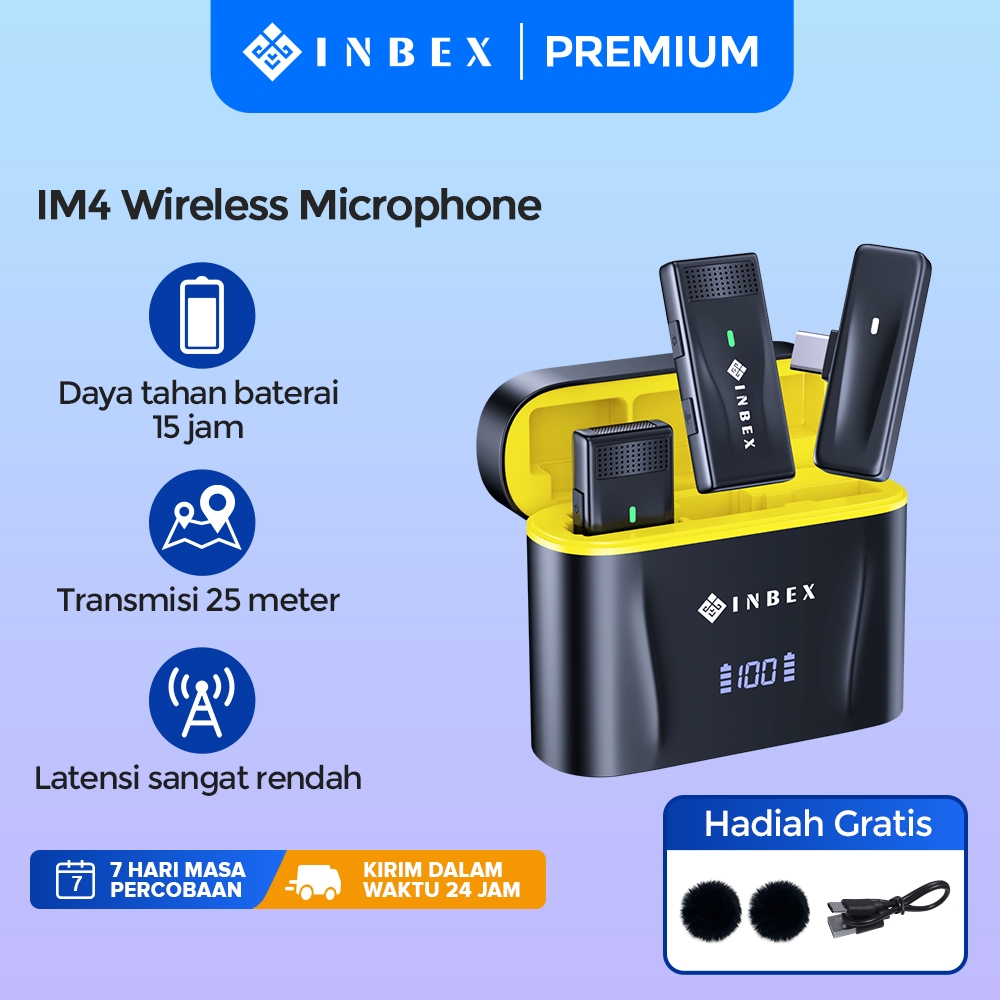 Jual INBEX IM4 Mikrofon Wireless:Clip-on Dual Lavalier, Bluetooth ...