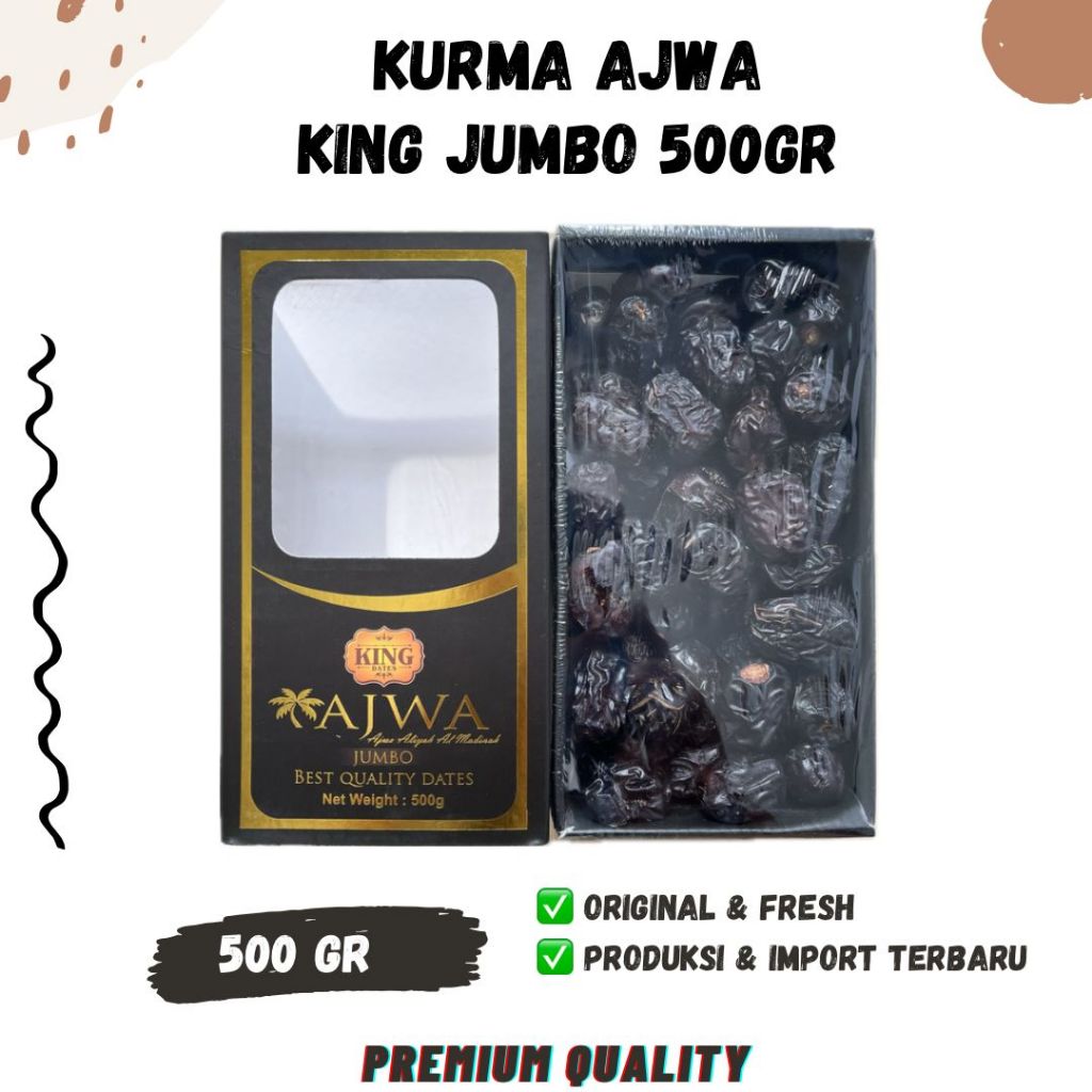 Jual KURMA AJWA PREMIUM 500gr KINGDATES BOX Aliyah Madinah Jumbo Ajwah ...