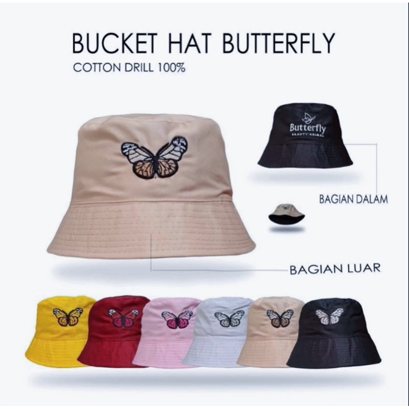 Jual TOPI BUCKET BUTTERFLY || BUCKET KUPU-KUPU | Shopee Indonesia
