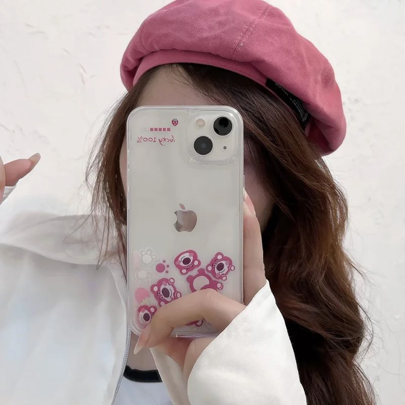 Jual Case iPhone Disney Lotso quicksand glitter pink | Shopee Indonesia