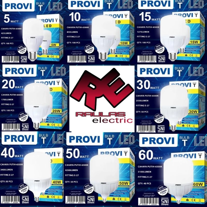 Jual Led Provi T Bulb 5w 10w 15w 20w 30w 40w 50w 60w - Lampu Led Kapsul ...