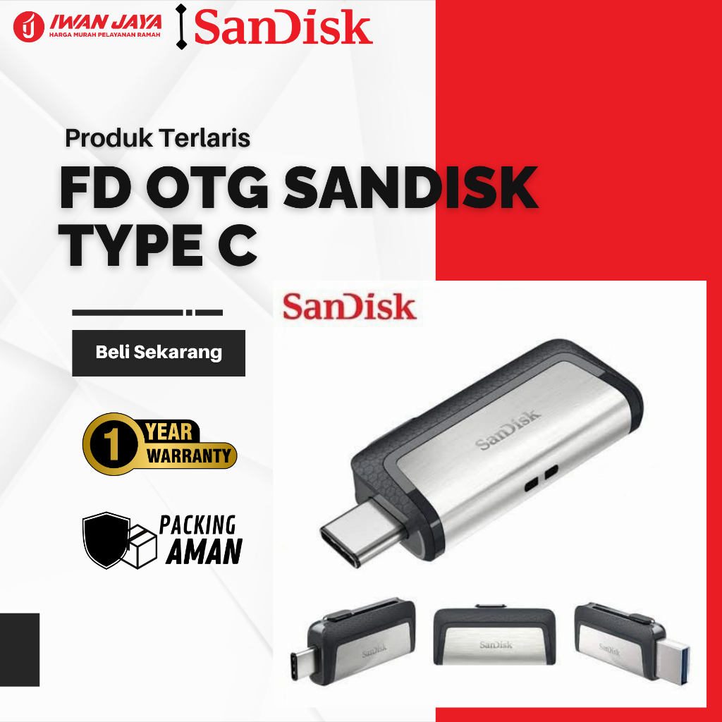 Jual SANDISK FLASHDISK OTG 16GB/32GB/64GB Type-C USB 3.1 Ultra Dual ...