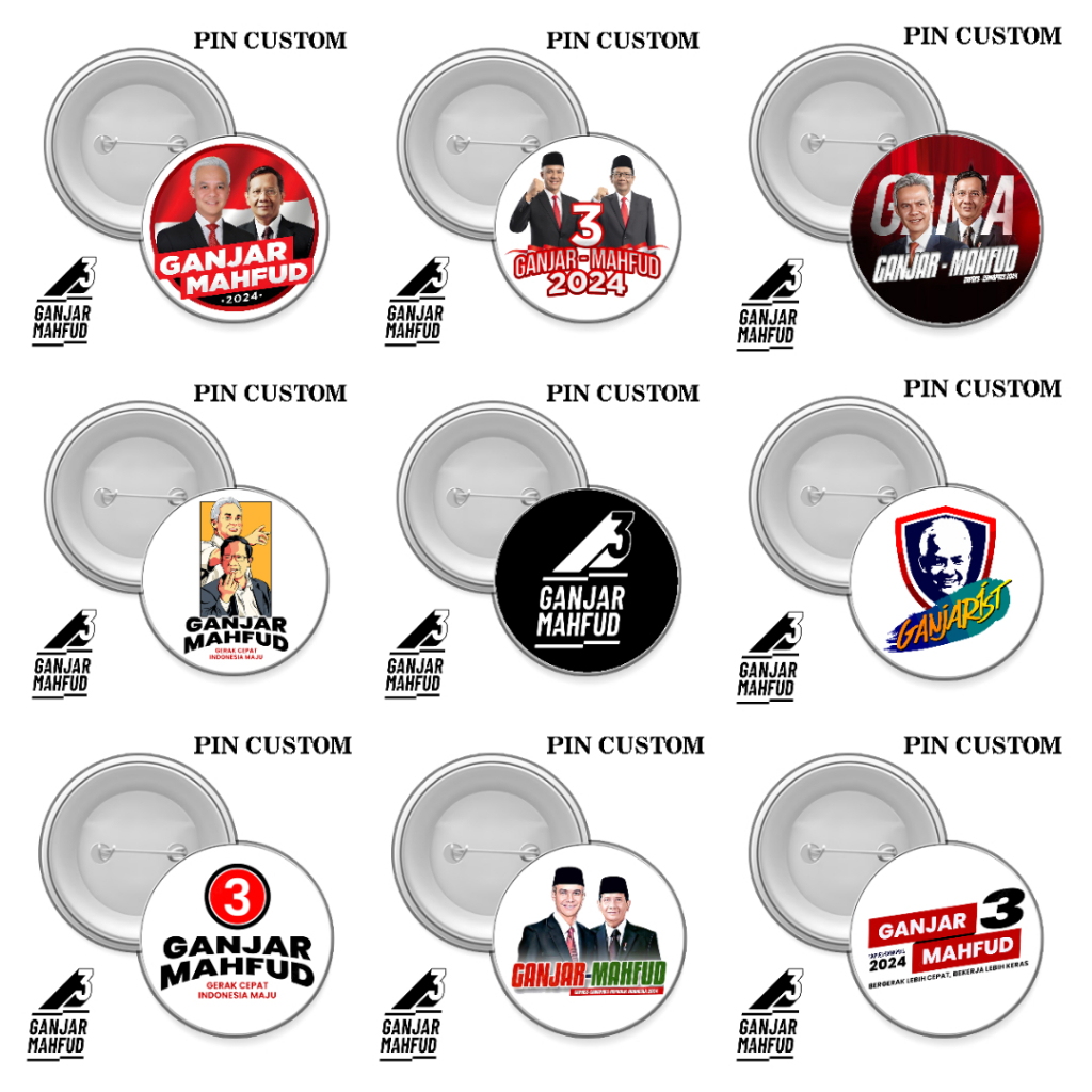 Jual Custom Pin dan Gantungan Kunci GAMA Ganjar Mahfud Ganjaris Paslon ...