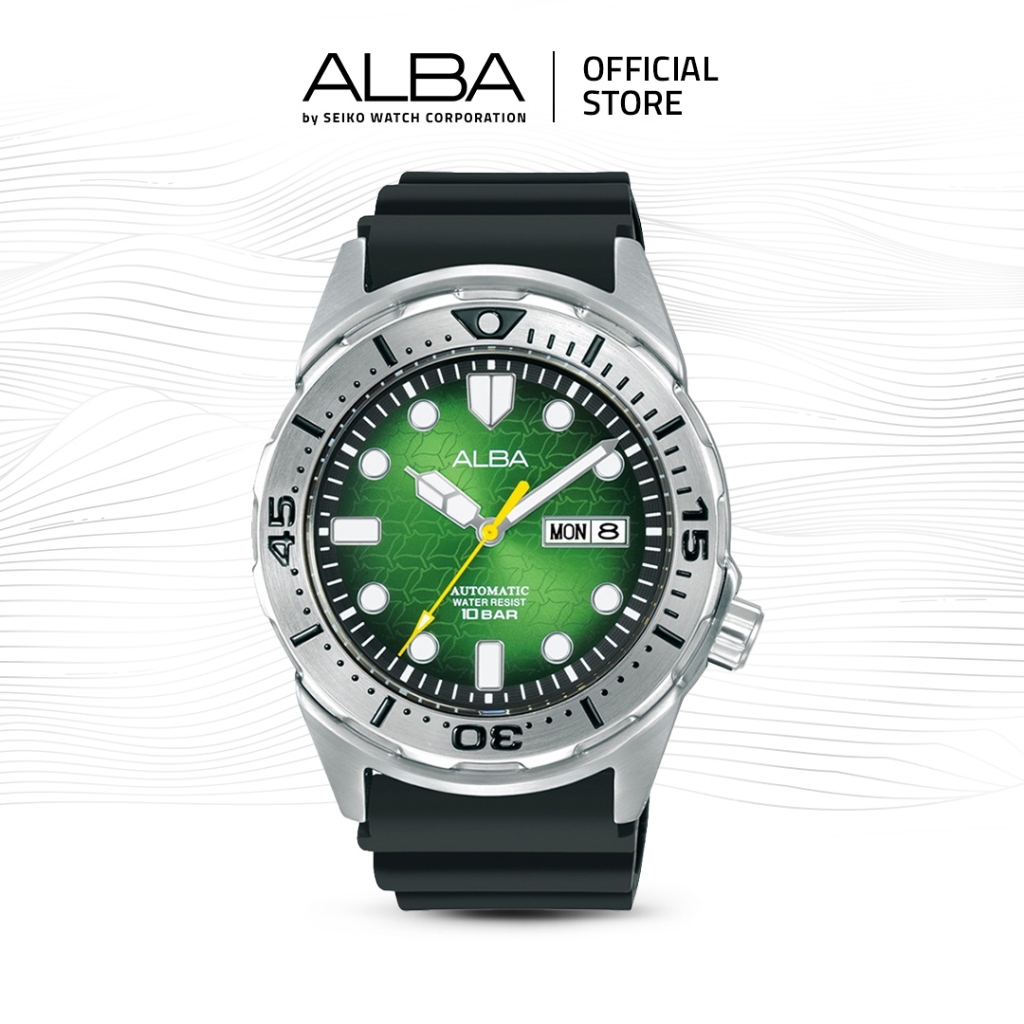 Jual Alba Mechanical Jam Tangan Pria AL4447 / AL4447X1 Automatic Green ...