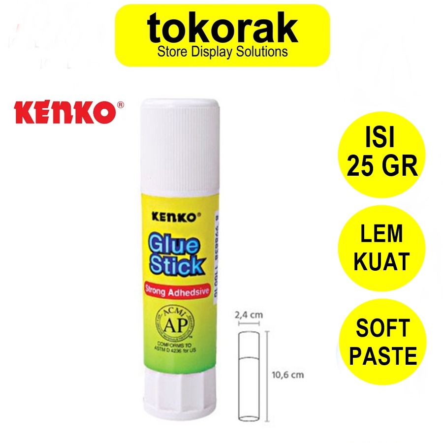 Jual GLUE STICK 25 GR KENKO LEM KERTAS LEM BATANG SEDANG PUTAR STIK ...
