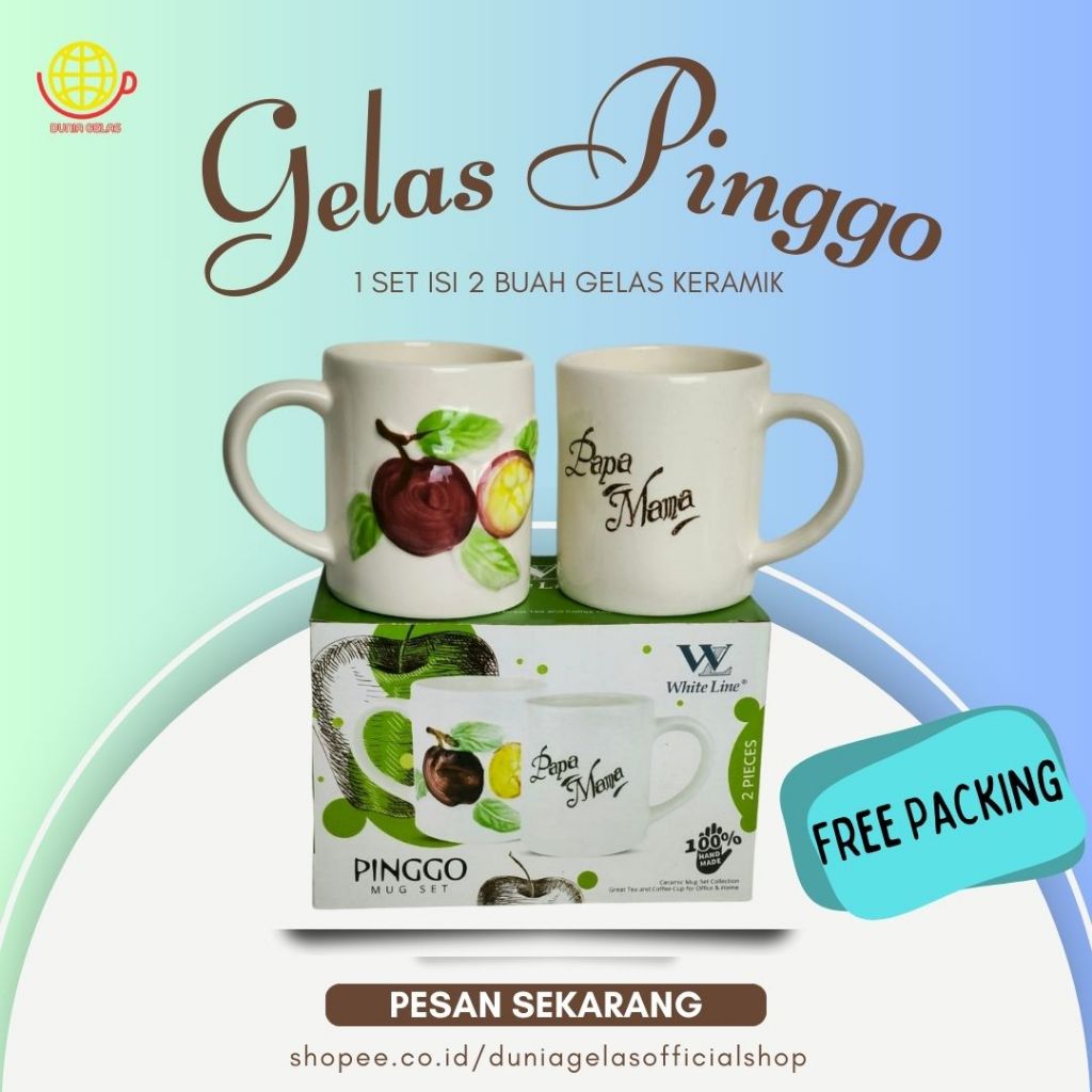 Jual Gelas Set isi 2/Gelas Kado/Gelas Keramik Set/Gelas Papa Mama/Gelas ...