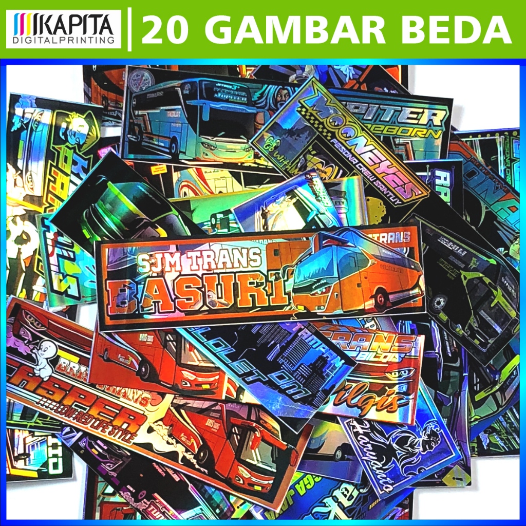 Jual (isi 20 lembar) Tempelan Bus Panjang Hologram Berkilau Murah ...