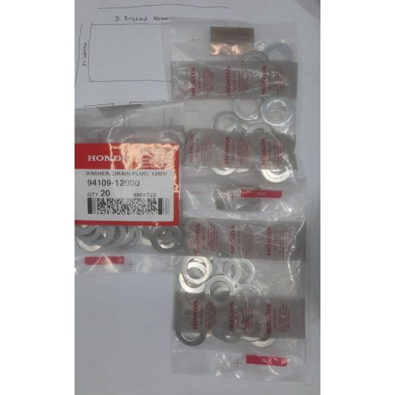 Jual WASHER, DRAIN PLUG, 12MM - Asli Honda 9410912000 | Shopee Indonesia