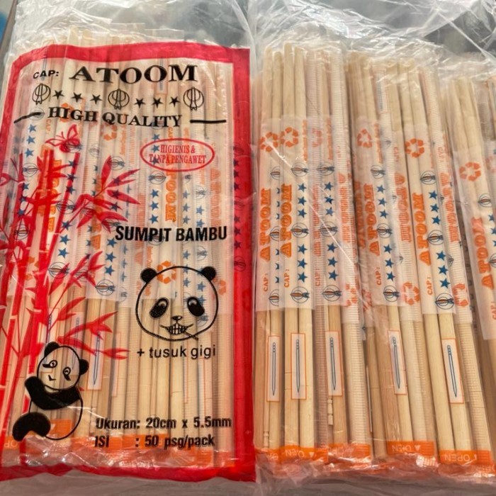 Jual SUMPIT BAMBU PANDA ATOM STERIL + TUSUK GIGI @50PCS | Shopee Indonesia
