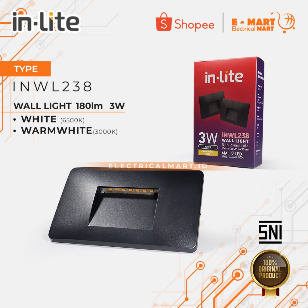 Jual INLITE Lampu Dinding LED 3W INWL238 Warm White Wall Light 3watt ...