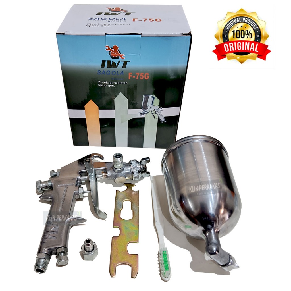 Jual IWT Sagola Spraygun F75G tabung atas / spray gun F75 ukuran 400 ml ...