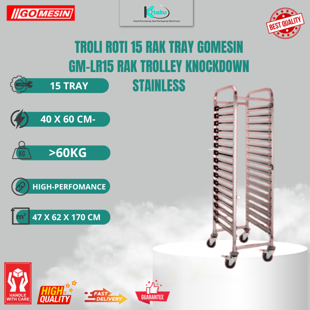 Jual TROLI ROTI 15 RAK TRAY GOMESIN GM-LR15 RAK TROLLEY KNOCKDOWN ...