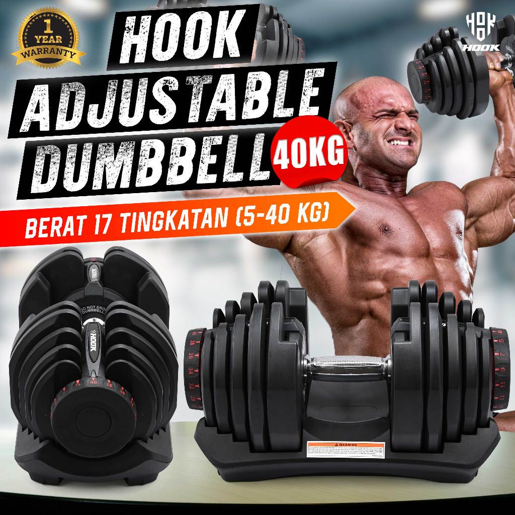 Jual Dumbbell Barble Angkat Beban Burbel Hook Adjustable Dumbell Set 40kg Barbel Alat Fitnes ...