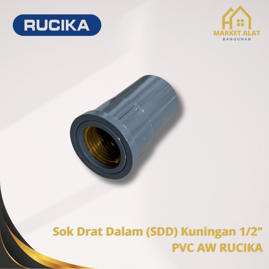 Jual Sok Drat Dalam Kuningan 1/2" PVC AW RUCIKA / Soket SDD Kuningan 1/ ...