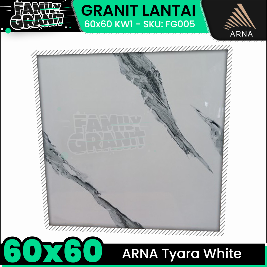 Jual Granit Lantai 60x60 ARNA Tyara White Motif Putih Super Glossy KW1 ...
