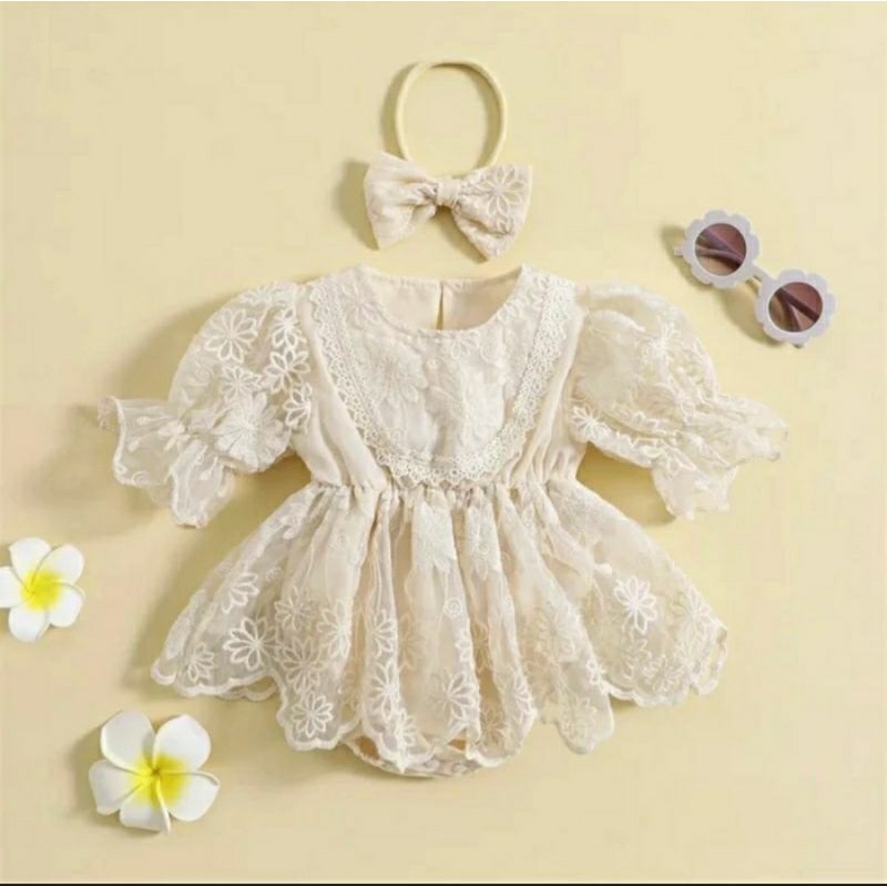 Jual baju bayi perempuan romper motif dress cakep elegan | Shopee Indonesia