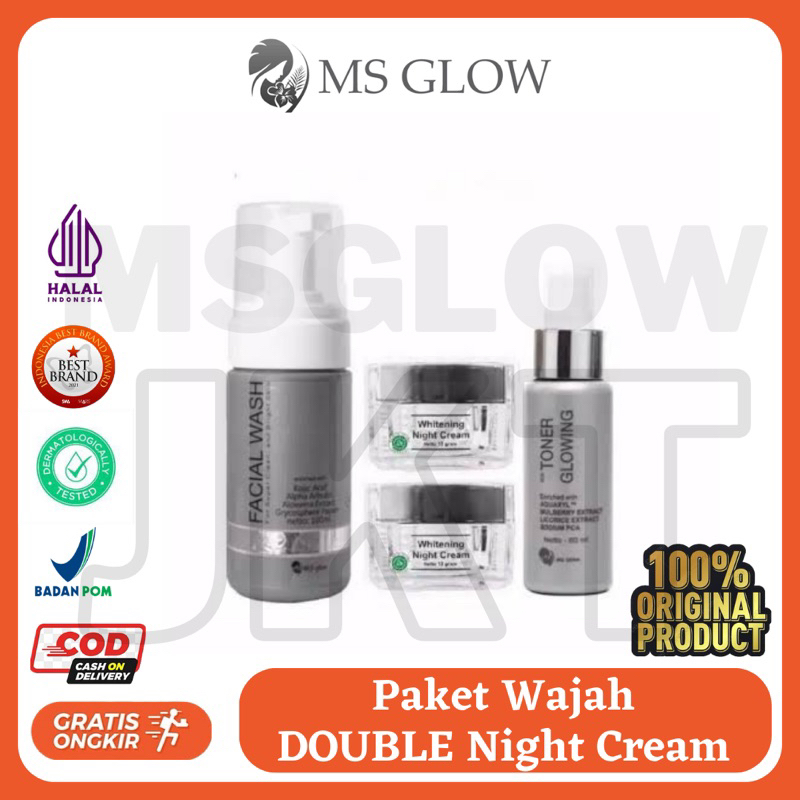 Jual Ms Glow Paket wajah Double Night Cream | Shopee Indonesia