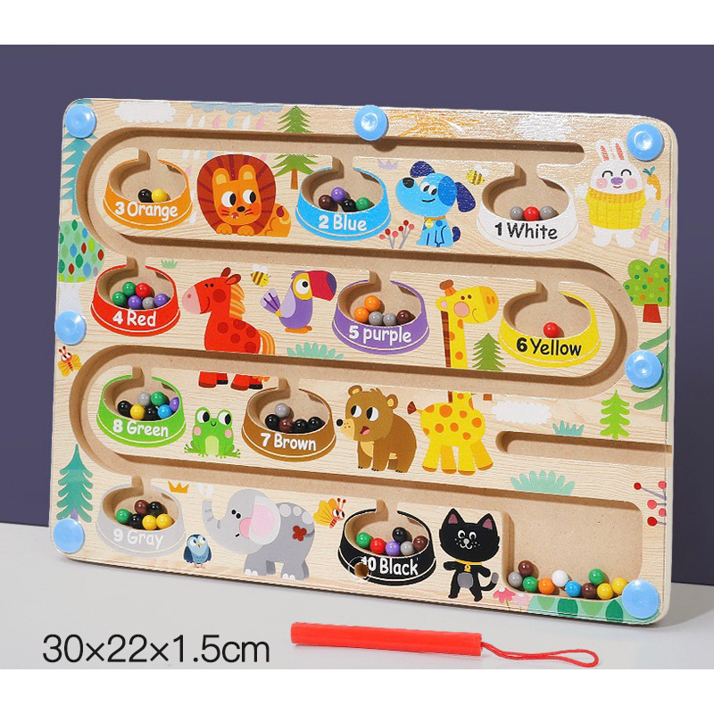 Jual Mainan Sorting Warna Magnet Kayu / klasifikasi Warna Maze ...