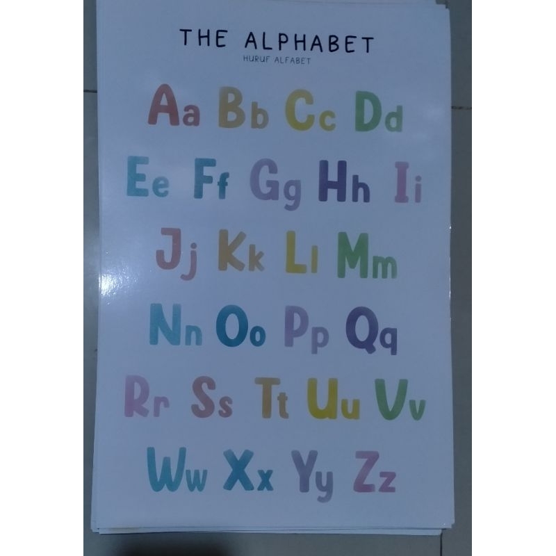 Jual POSTER EDUKASI ANAK HURUF ALFABET (ABCD) DENGAN KERTAS TEBAL (art ...