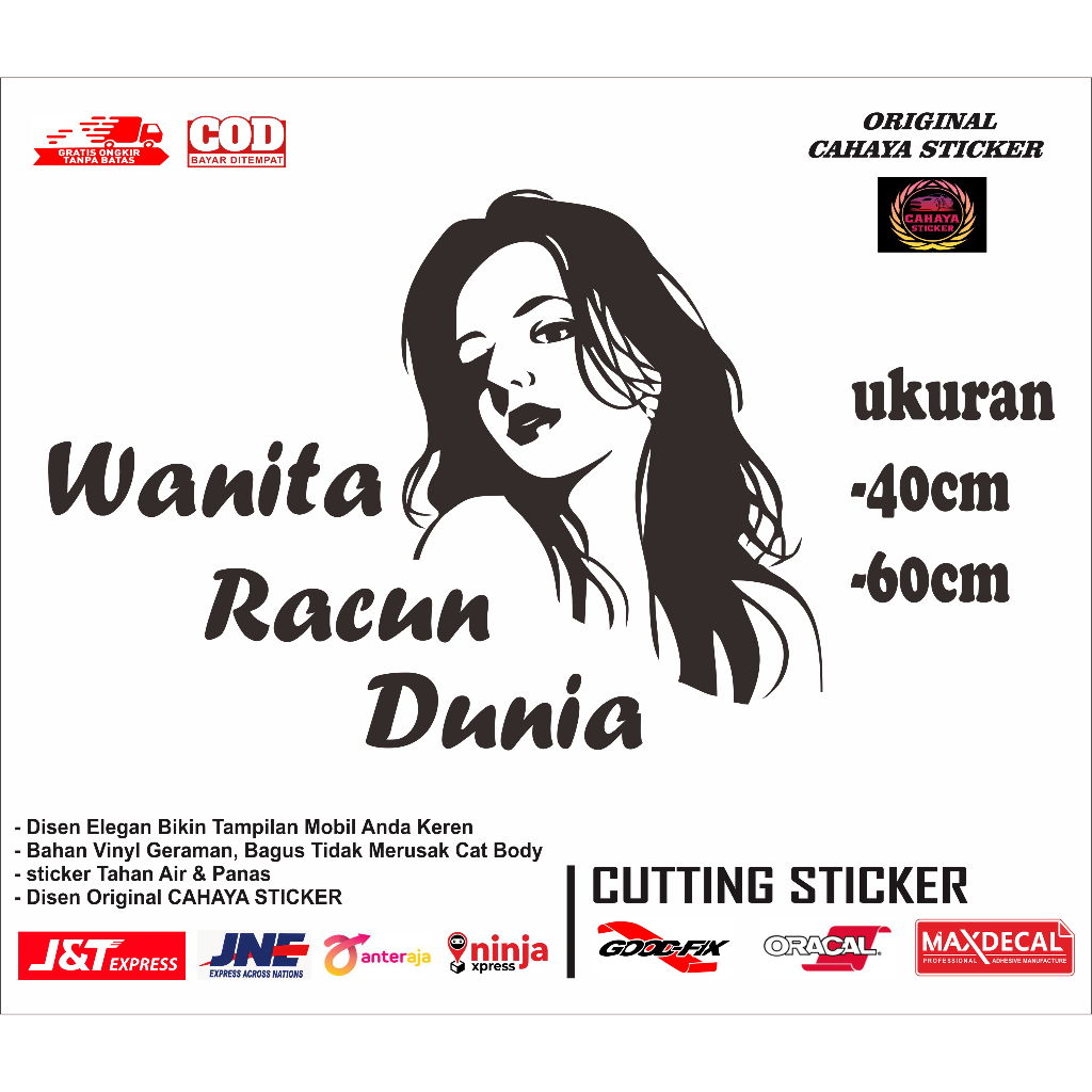 Jual sticker truk mobil sticker wanita racun dunia sticker kaca truk ...