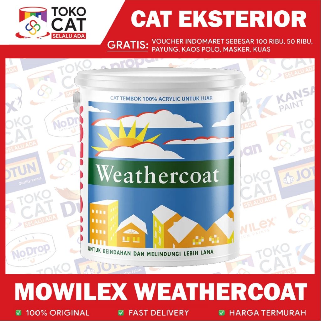 Jual Cat Tembok Eksterior Mowilex Weathercoat W 1501 White 2 5 L