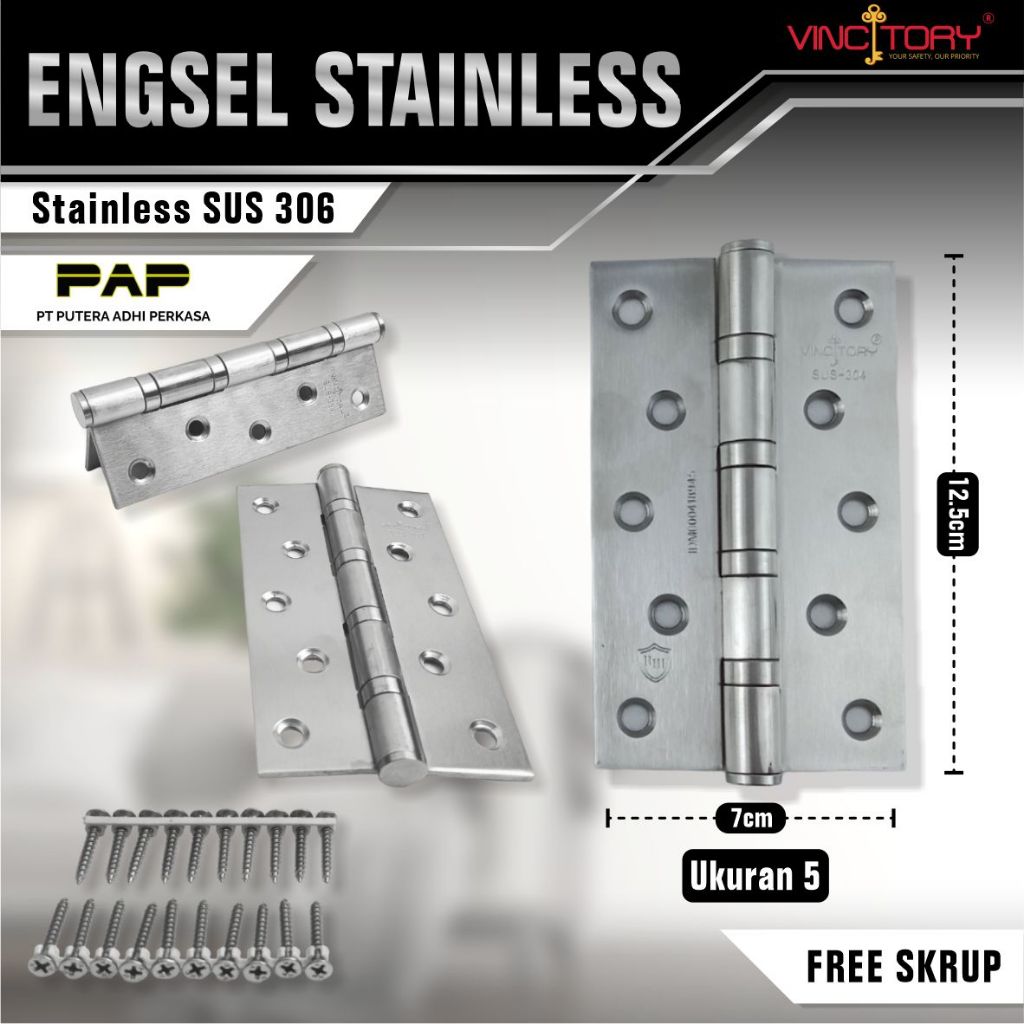 Jual Engsel Stainless 5 Inch 4 inch 3 inch / Engsel Pintu / Engsel Plat ...