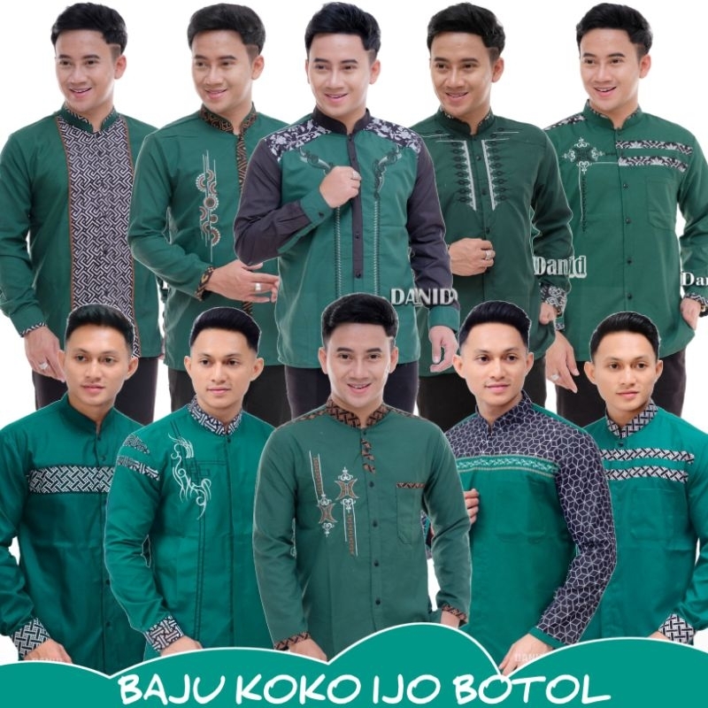 Jual IjoBotol Baju koko bordir kombinasi batik warna hijau botol part 2 ...