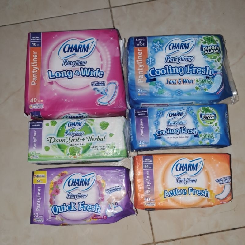 Jual Charm Pantyliner Cooling Fresh Reguler 32s / Long & Wide 28s 40s ...