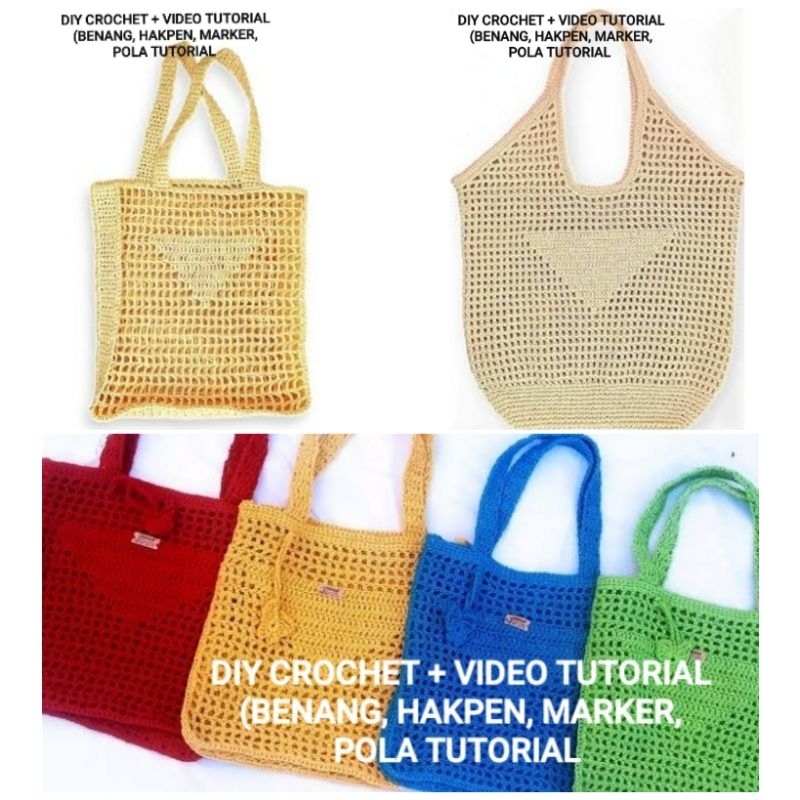 Jual DIY CROCHET KIT TAS rajut branded looks like with video tutorial ...