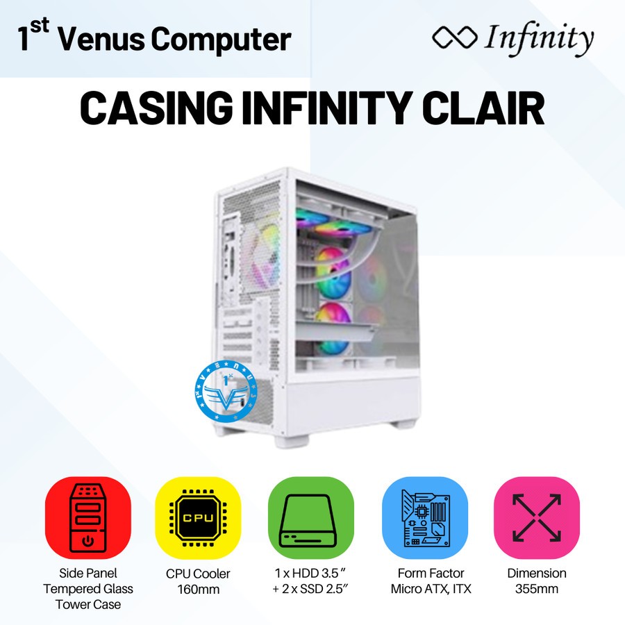 Jual Casing PC Infinity Clair Gaming Case - White / CASE06-INF | Shopee ...
