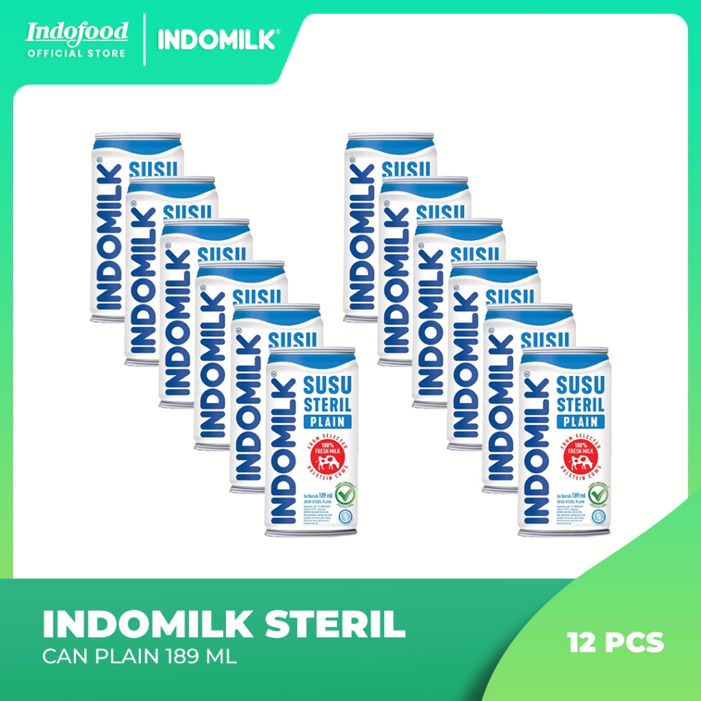 Jual 12 Pcs - Indomilk Steril Can Plain 189 ml | Shopee Indonesia